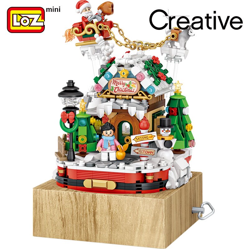 Buy Loz 1238 Christmas House Music Box 1237 Christmas Tree Music Box ...